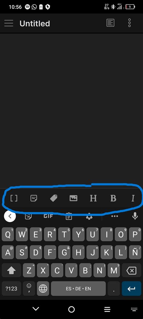 android text toolbar at pc version r obsidianmd