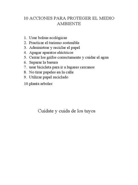 10 Acciones Para Proteger El Medio Ambiente Pdf