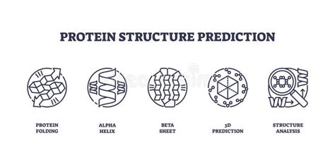 Protein Structure Prediction Icons Show Protein Folding Alpha Helix