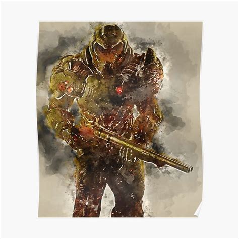 Doomguy Poster For Sale By 343g Redbubble