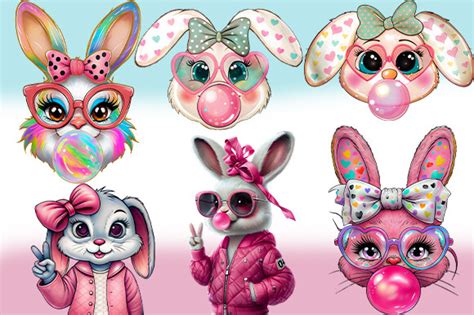 Easter Bunny Coquette Blowing Bubble Graphic By The Graphicsphere · Creative Fabrica