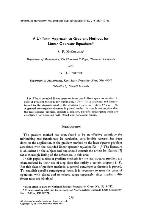 pdf a uniform approach to gradient methods for linear operator equations1