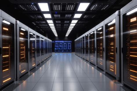 Premium Ai Image A Modern Data Center Featuring Multiple Servers Each Equipped With Glowing