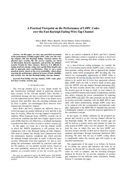 Pdf A Practical Viewpoint On The Performance Of Ldpc Codes Over The Fast Rayleigh Fading Wire