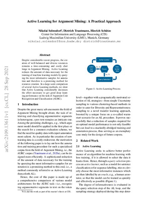 Pdf Active Learning For Argument Mining A Practical Approach