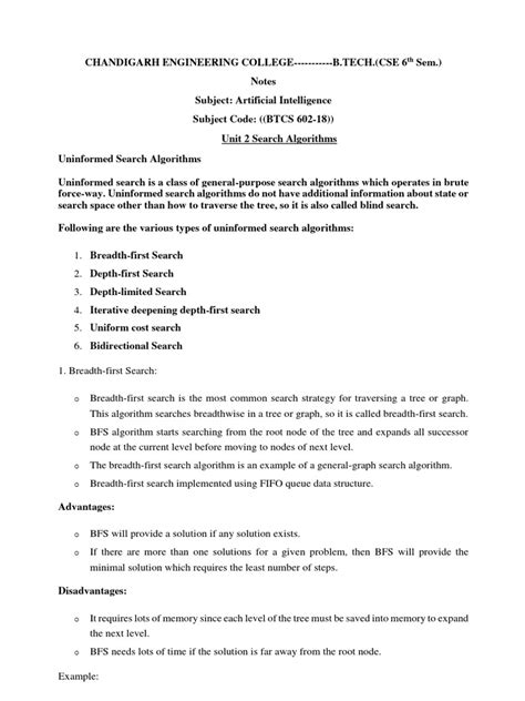Ai Unit 2 Pdf Algorithms And Data Structures Theoretical Computer Science