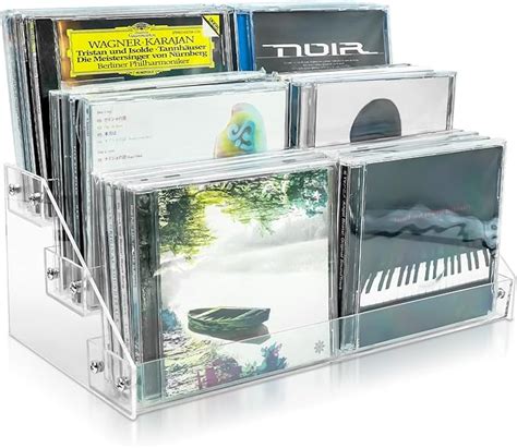 3tier Clear Acrylic Cd Holder Cascading Cd Storage Rack Dvd Cd Display Rack And Vinyl