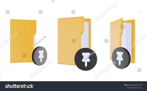 3d Render Folder Pin Icon Orange Stock Illustration 2243752775