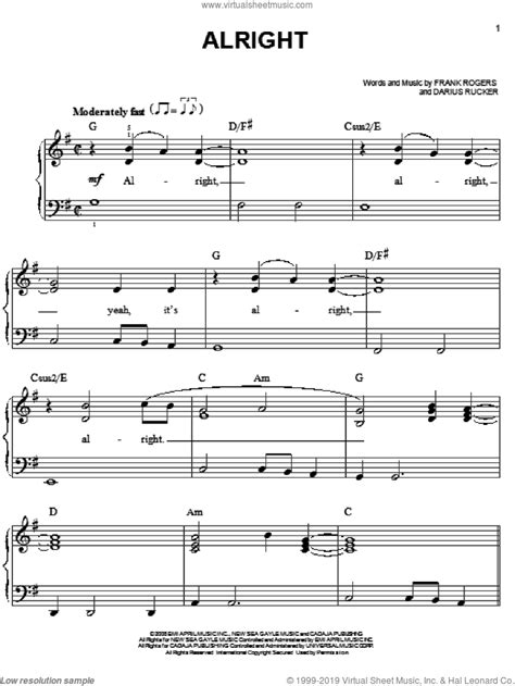 Alright Sheet Music For Piano Solo Pdf Interactive