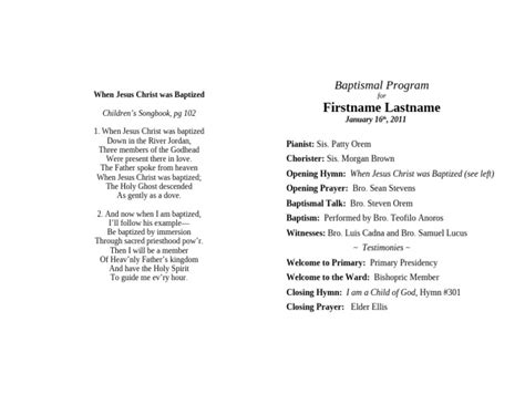 Baptism Program Pdf