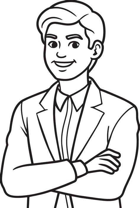 Businessman In A Suit Line Art Illustration Black And White 45907619