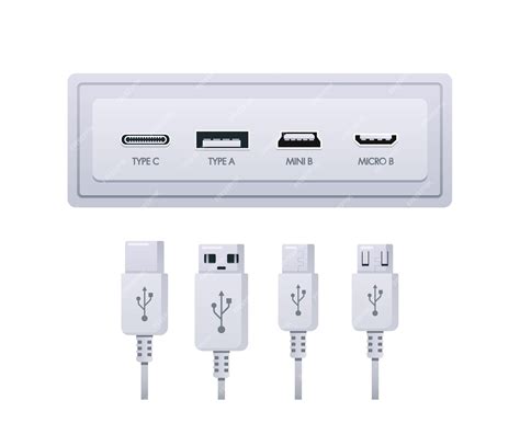 Premium Vector Usb Socket Plug Types Include Type A Type C Mini And