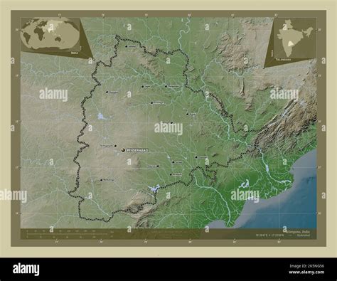Telangana State Of India Elevation Map Colored In Wiki Style With