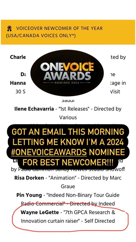 Wayne Legette On Linkedin Onevoiceawards Onevoiceawardsnominee Vo Voiceover