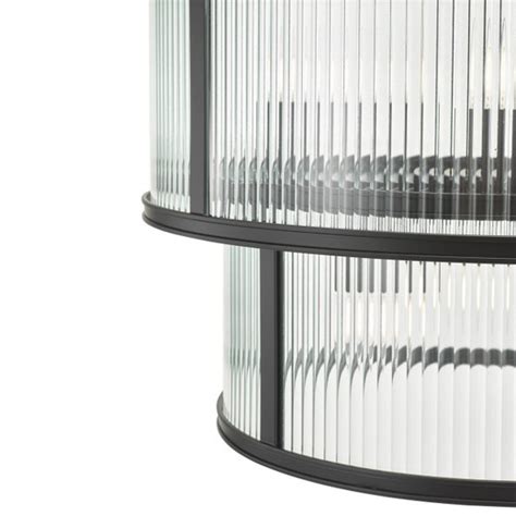 Bianka 6 Light Matt Black With Ribbed Glass Diffuser Pendant Light