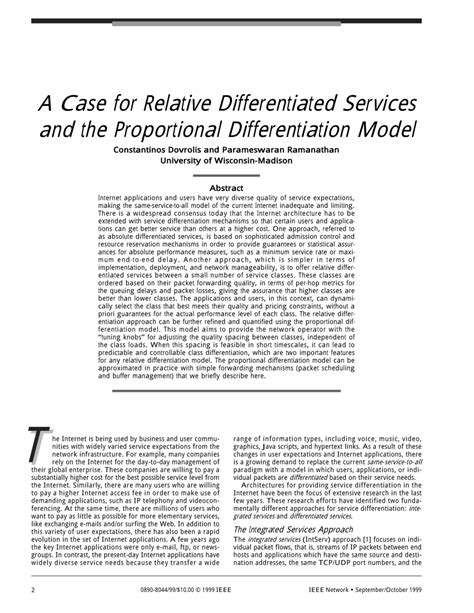 Pdf A Case For Relative Differentiated Services And The Proportional