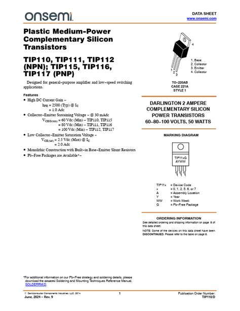 Tip112 Datasheet Pdf On Semiconductor Silicon Npn Transistor Specs
