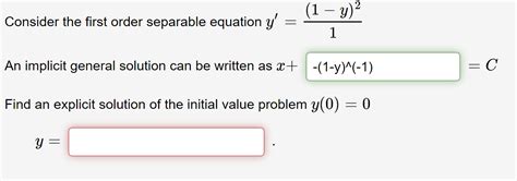 Solved Consider The First Order Separable Equation