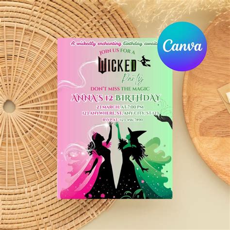 Invitación De Cumpleaños Inspirada En Wicked Invitación De Cumpleaños