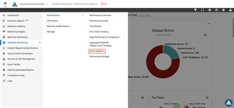 The Synthetic Errors Explorer Page Blue Triangle Help Center