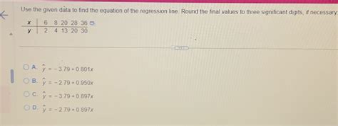 Solved Use The Given Data To Find The Equation Of The Chegg