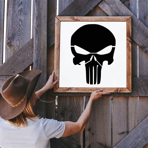 Punisher Stencil Design On Durable Mylar Reusable Skull Stencil