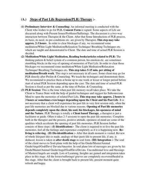 Plr Therapy Pdf Past Life Regression Meditation