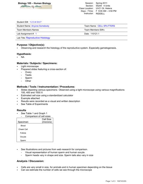 Histology Lab Report At Chris Page Blog