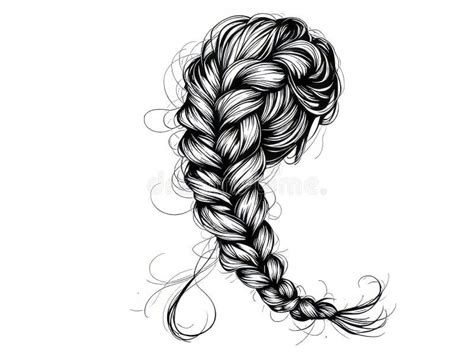Elegant Black Line Art Braid Hairstyle Sketch A Stylish Beauty Logo