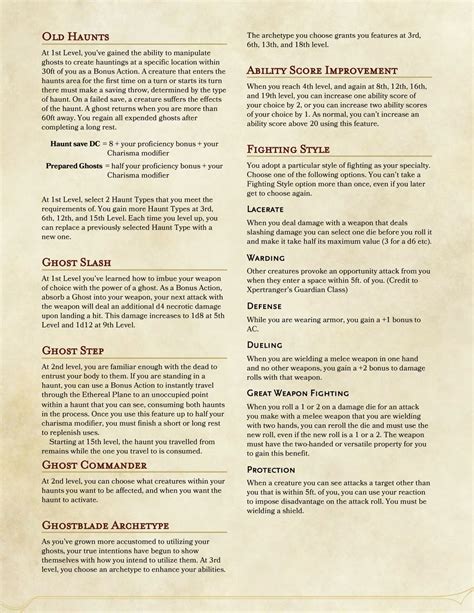 5e Class The Ghostblade V10 A Charisma Based Martial Class That