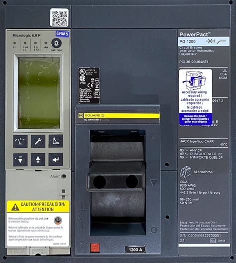 Square D Pgl36120u64ae1 3p 1200amp Powerpact Breaker W Erms New