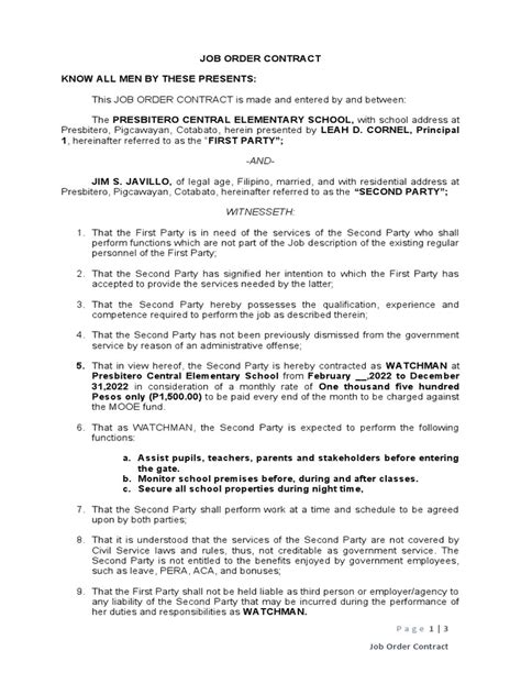 Job Order Contract Pdf Business Government