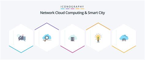 Network Cloud Computing And Smart City 25 Flat Icon Pack Including Idea Flow Technology Data