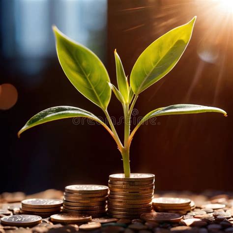 Financial Saving Concept For Weath Assets Shown By Plant Growing Out Of