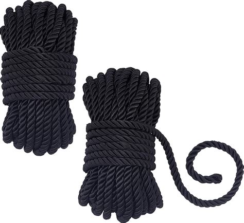 65 Feet Black Rope For Crafts 6mm Braided Twisted Silk Ropes Soft