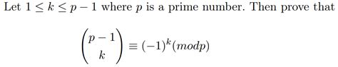 Solved Let 1≤k≤p−1 Where P Is A Prime Number Then Prove
