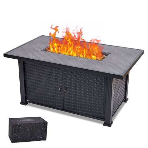 Propane Fire Pit Table 50000btu Rectangle Fire Table With Cover And Rain