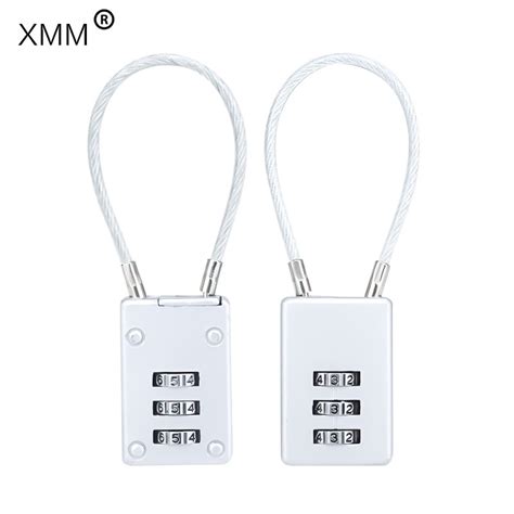 Steel Cable Wire Combination Password Lock Black And Silver Color