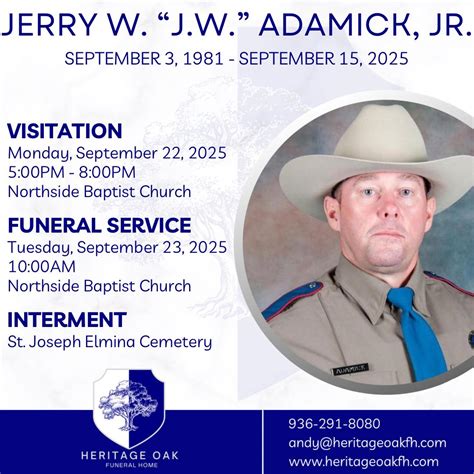 Heritage Jerry W Jw” Adamick Jr September 3 1981 September 15 2025 State Trooper