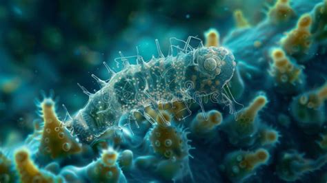 A Lone Ciliate Braving Its Way Through A Maze Of Hostile Cells Its