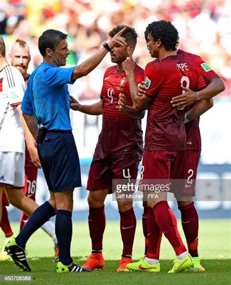 Pepe Of Portugal Is Shown The Red Card By Referee Milorad Mazic And