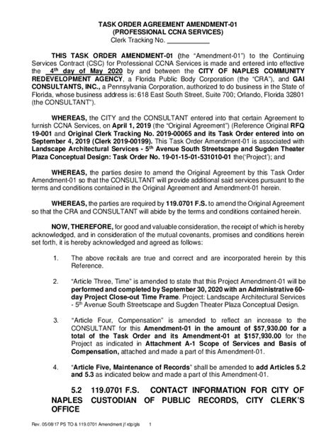 Fillable Online To Task Order Amendment 01 To Csc Agreement