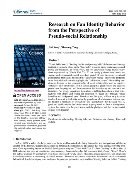 Pdf Research On Fan Identity Behavior From The Perspective Of Pseudo