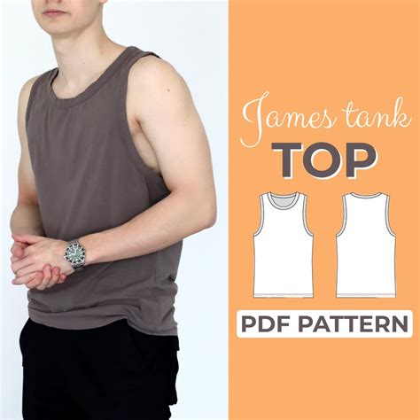 Mens Tank Top Sewing Pattern Sleeveless Summer Shirt Easy Beginner