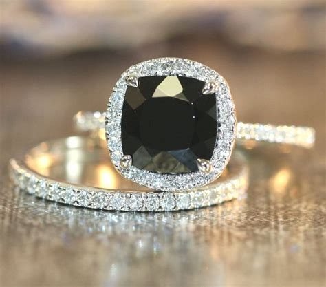 Huge 370 Carat Natural Black Diamond With Accent Diamonds Halo Engagement Ring Acco Unique