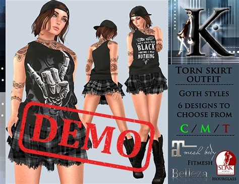 Second Life Marketplace Keresma Torn Skirt Outfit Demo
