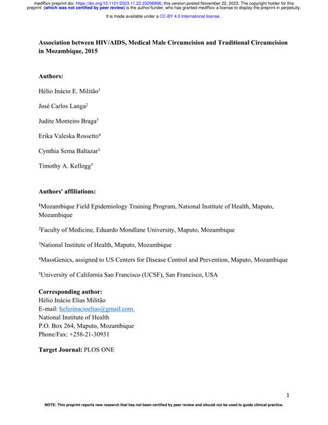 Pdf Association Between Hivaids Medical Male Circumcision And