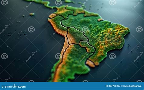 Detailed 3d Map Of Latin America Terrain Contours Country Borders