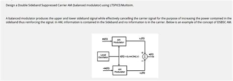Solved Design A Double Sideband Suppressed Carrier Am Balanced Modulator Using Ltspice