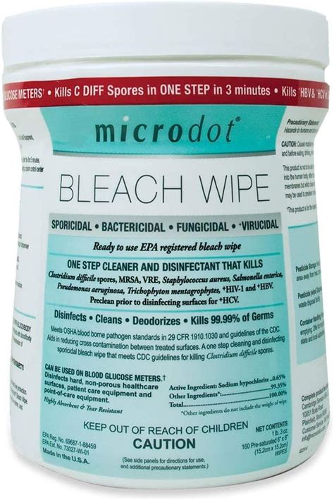 Microdot Microdot Disinfecting Bleach Wipe 160 6x6 Pre